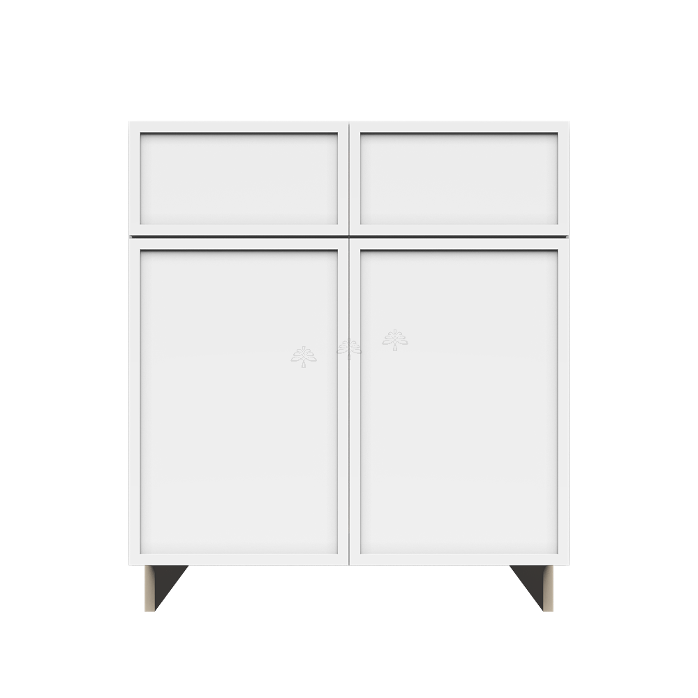 Urban Slim White Shaker Painted Finish Sink Base Cabinet with 2 False ...