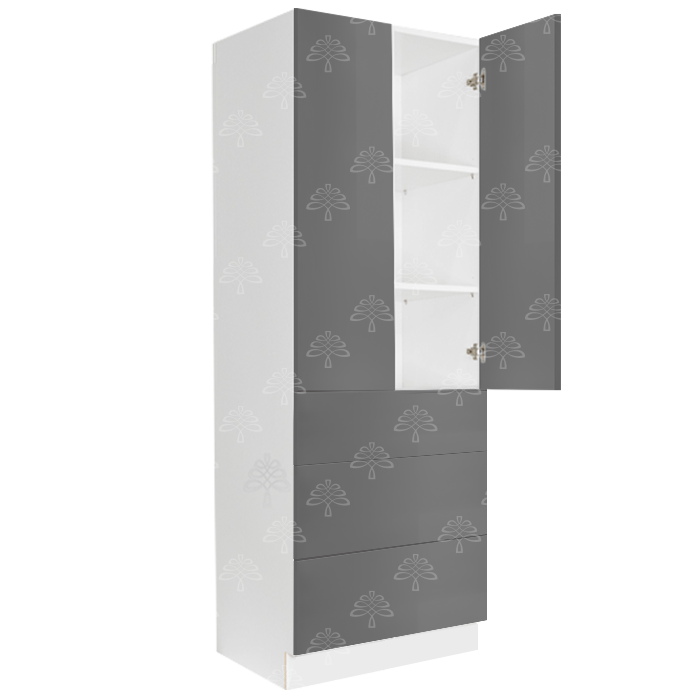 Valencia Gray Series Finish Pantry Cabinet with Inverted Door and 2 Do ...