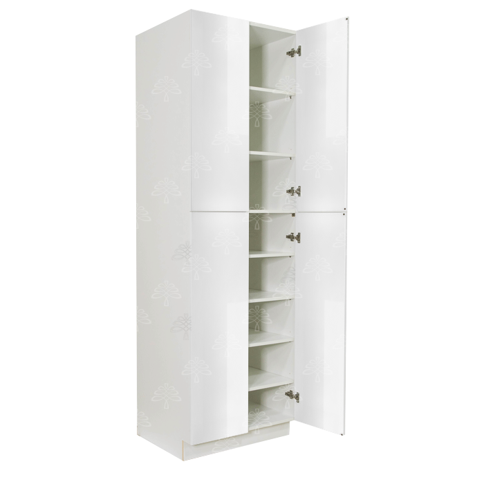 Valencia White Series Pantry Cabinet with Roll Out Tray and 4 Doors ...