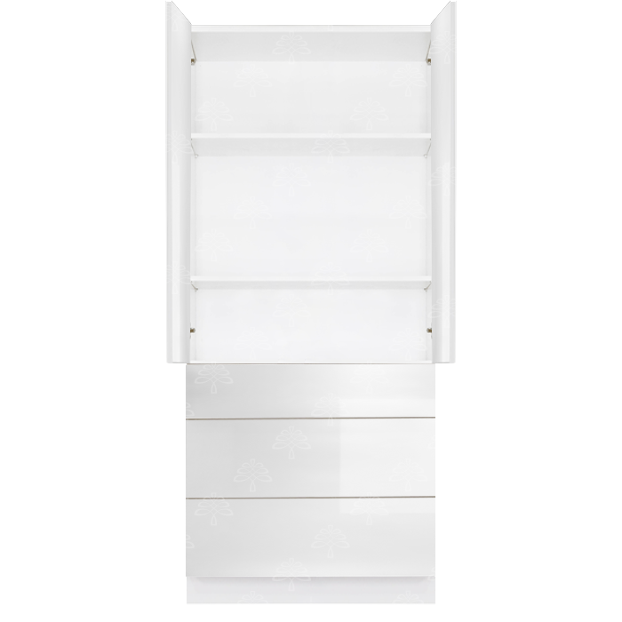 Valencia White Series Finish Pantry Cabinet with Inverted Door and 2 D ...