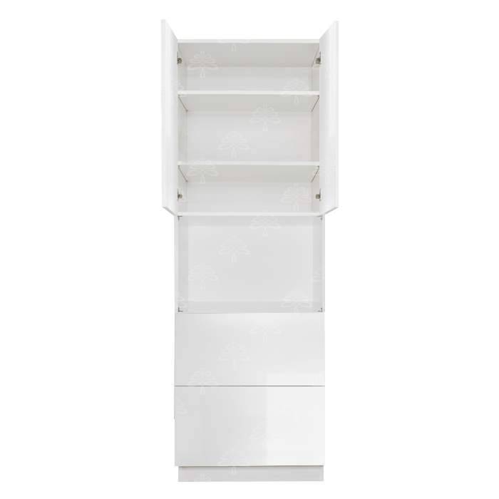 Valencia White Series Finish Pantry Cabinet with Inverted Door and 2 D ...